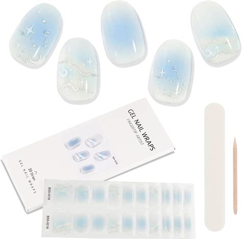 Kalolary 20PCS Gel Nail Polish Strips Semi Cured Nail Gel Art Sticker