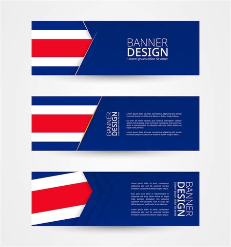 Conjunto De Tres Banners Horizontales Con Bandera De Costa Rica