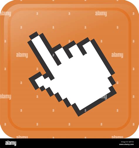 Pixelated Hand Cursor Button Image Vector Illustration Design Stock