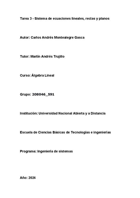 Tarea 3 Sistemas De Ecuaciones Lineales Tarea 3 Sistema De