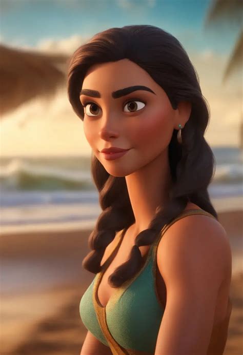 Imagem Estilo Pixar Personagem 3D Mulher Morena Cabelo Cacheado