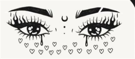 An Eye With Tears And Hearts Drawn On It