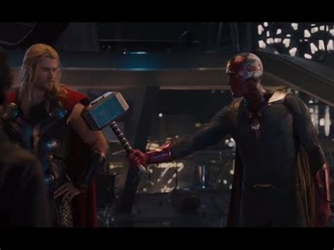 Vision Lifts Thor S Hammer Scene Avengers Age Of Ultron Movie YouTube