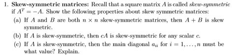 solved skew symmetric matrices recall that a square matrix