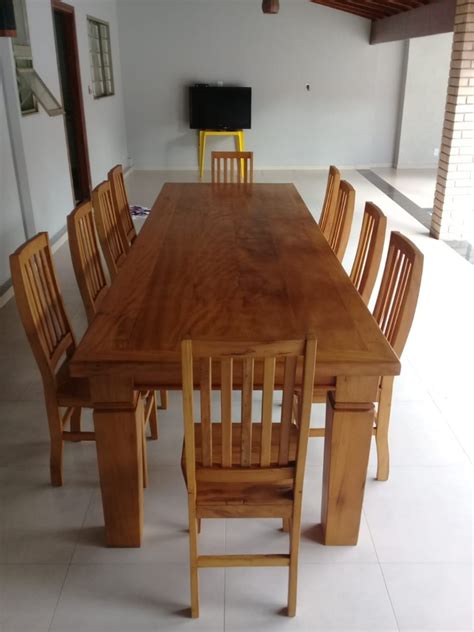 Mesa De Jantar Madeira Maciça Rústica 3 Metros 10 Cadeiras R 4 190