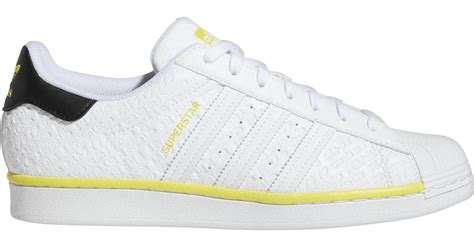 Adidas Rubber Stripe Life Superstar Basketball Shoes In Whiteyellowblack White For Men Lyst