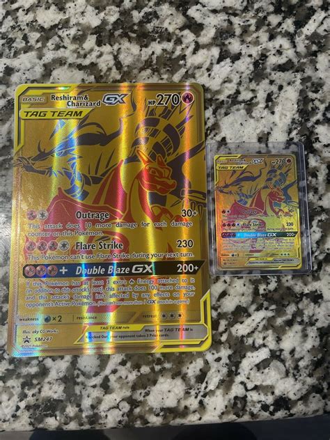 Mavin Pokemon Reshiram Charizard GX Tag Team Gold Promo SM247