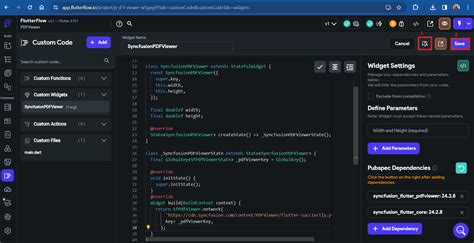 pdfviewer widget in flutterflow syncfusion