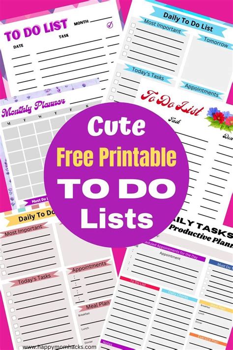 Free Printable To Do List With The Words Cute Free Printable To Do Lists