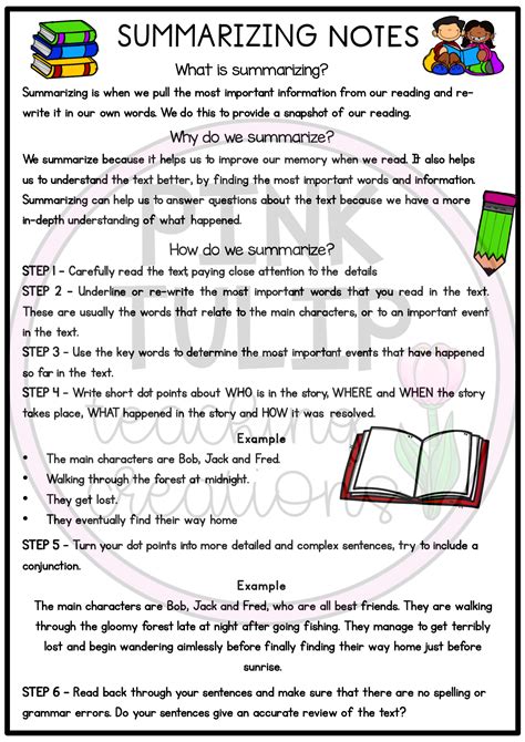 Summary Worksheets For Th Grade