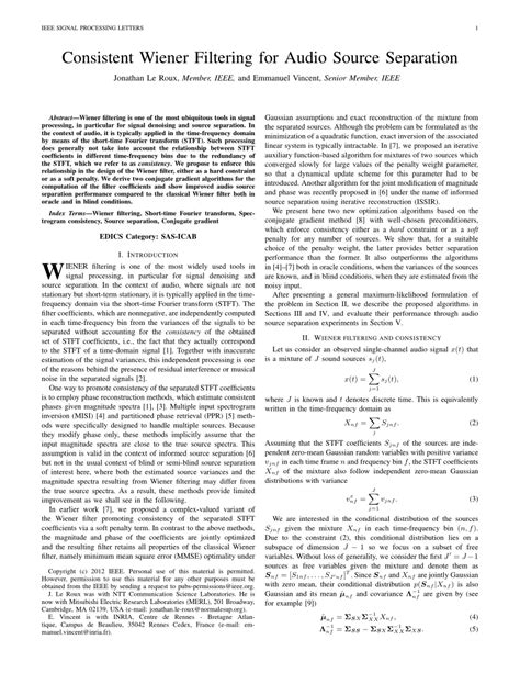 pdf consistent wiener filtering for audio source separation