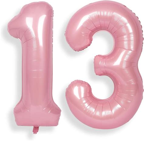 Amazon SUWEN 40 Inch Pink Large 13 Number Balloons Big Foil Helium