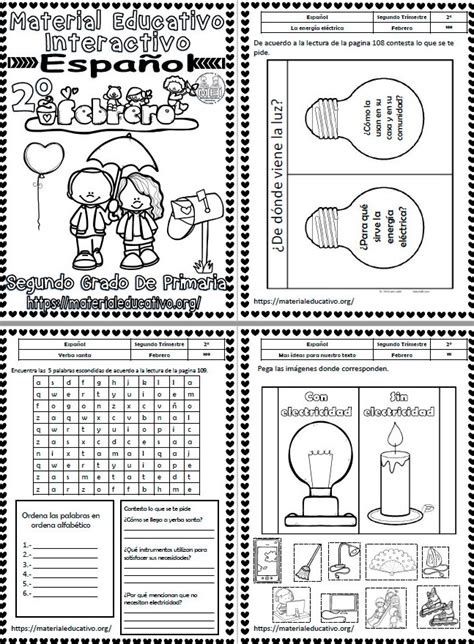Material interactivo del segundo grado de español del mes de febrero