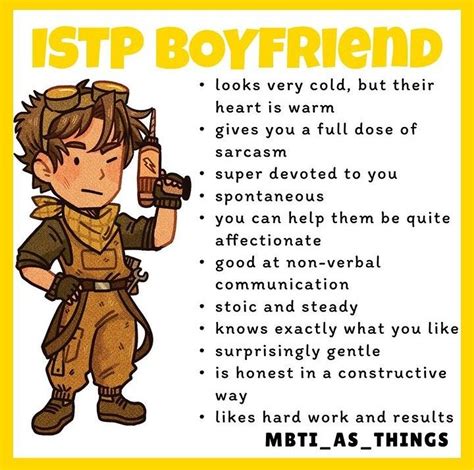 ISTP Boyfriend Istp Personality Mbti Mbti Personality