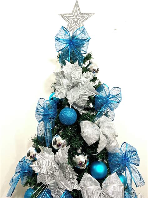 Sint Tico Rvore De Natal Azul E Dourada Splattermail