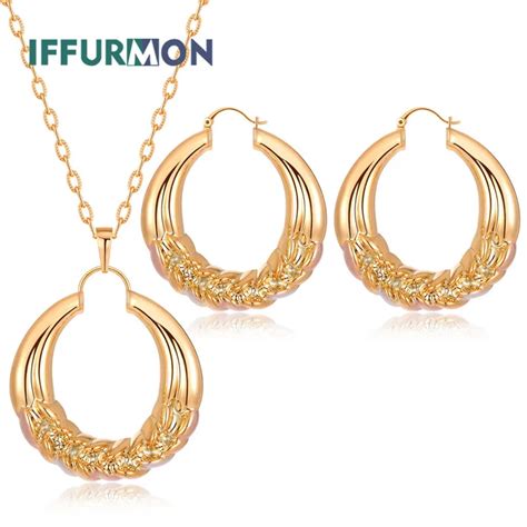 IFFURMON Women Jewelry Set Luxury Dubai Jewelry Sets Big Gold Color