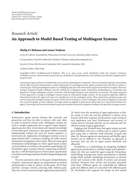pdf an approach to model based testing of multiagent systems