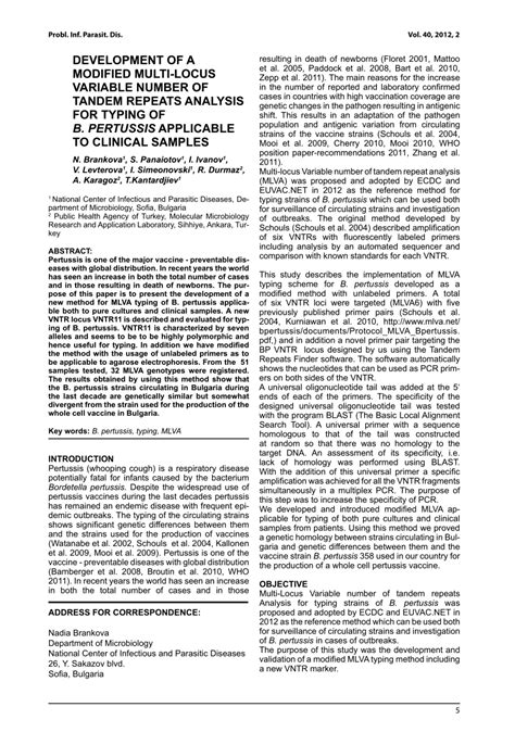 pdf development of a modified multi locus variable number of tandem repeats analysis for