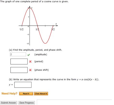 solved the graph of one complete period of a cosine curve is