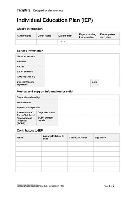 Individual Education Plan Fillable Printable Pdf Forms With Blank Iep