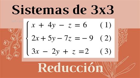 Sistemas de 3 ecuaciones Método de reducción YouTube