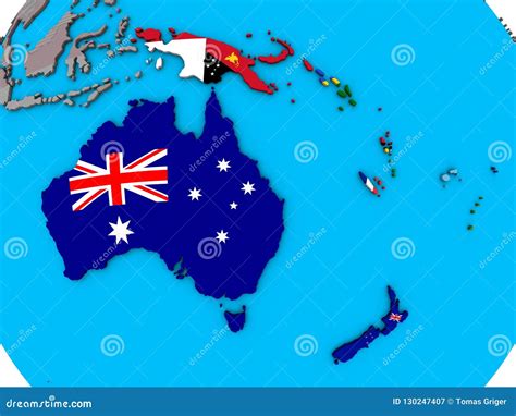 Australia With Flags On 3D Map Stock Illustration Illustration Of