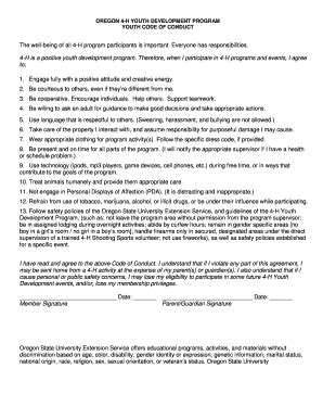 Fillable Online Extension Oregonstate OREGON 4 H YOUTH DEVELOPMENT