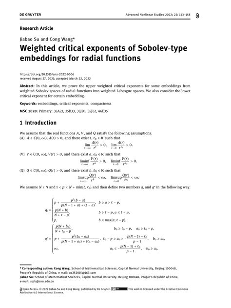pdf weighted critical exponents of sobolev type embeddings for radial functions