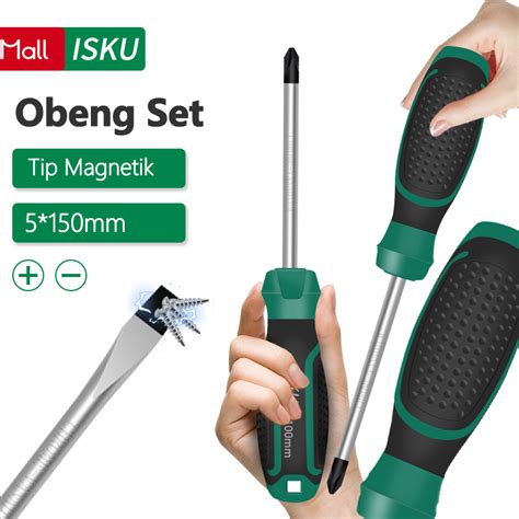 Jual ISKU Obeng Set Screwdriver Sets Obeng Plus Minus Magnet 2 In 1