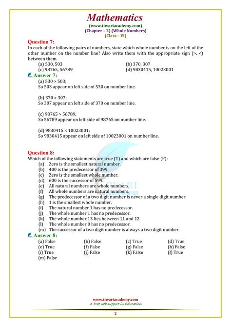 Ncert Solutions For Class Maths Chapter Whole Numbers In Pdf Th