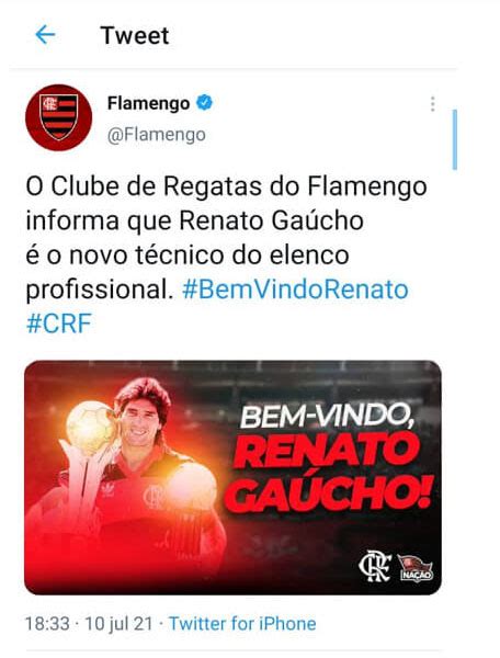Notícias CONFIRMADO Renato Ga cho o novo t cnico do Flamengo