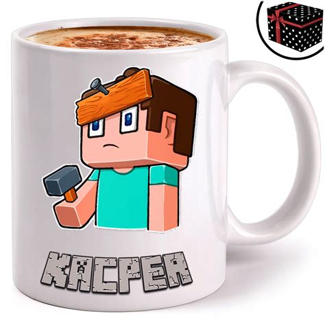 KUBEK MINECRAFT PREZENT STEVE GRA DLA DZIECKA SYNA CÓRKI IMIĘ DZIECKA