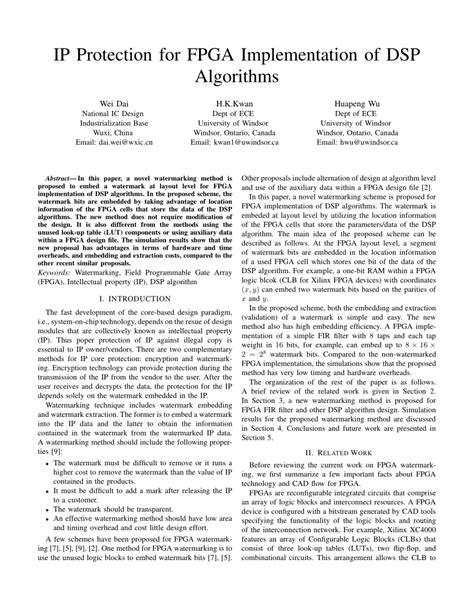 pdf ip protection for fpga implementation of dsp algorithms