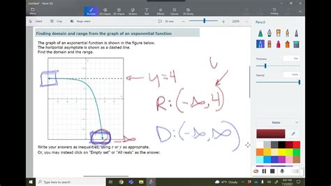 finding domain and range from the graph of an exponential function youtube
