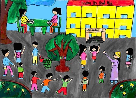 Tranh vẽ ngôi trường hạnh phúc đẹp nhất Điện Máy VVC Sản Phẩm Điện