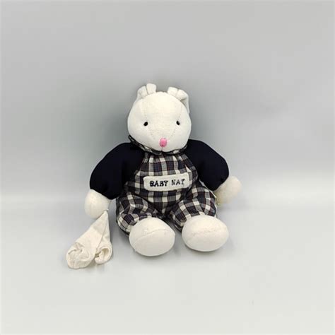 Doudou Lapin Bleu Marine Vichy Carreaux Mouchoir BABY NAT