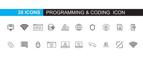 developer icon set included the icons as code programmer coding mobile app png images eps free