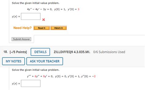 solved solve the given initial value problem 4y 4y 3y