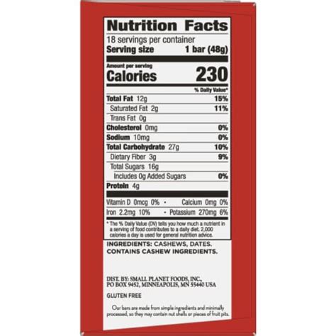Larabar Cashew Cookie Fruit And Nut Bars 18 Ct 1 7 Oz Frys Food