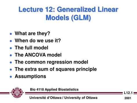Ppt Lecture Generalized Linear Models Glm Powerpoint