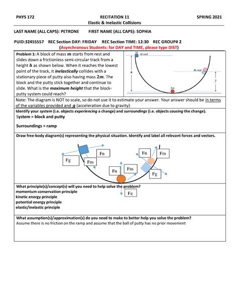 Phys S Rec Final Turn In Phys Recitation Elastic