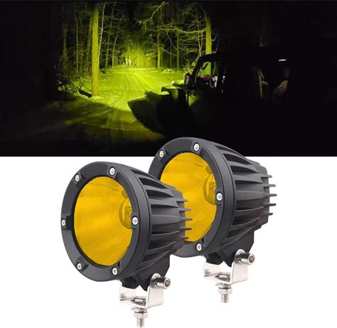 Amazon CHELHEAD バイク LEDフォグランプ 50w 4インチ 車用補助ライト イエロー 丸型作業灯 12 24v 兼用