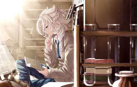 Wallpaper Book Guy Bulb Reads Albedo Genshin Impact Images For