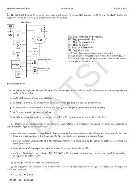 Examen Noviembre 2019 Preguntas Y Respuestas 1 5 Puntos Sea La CPU