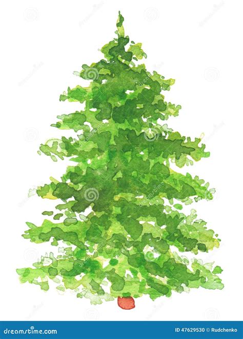 Árbol De Navidad Pintado a Mano De La Acuarela Stock de ilustración