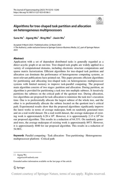 algorithms for tree shaped task partition and allocation on heterogeneous multiprocessors