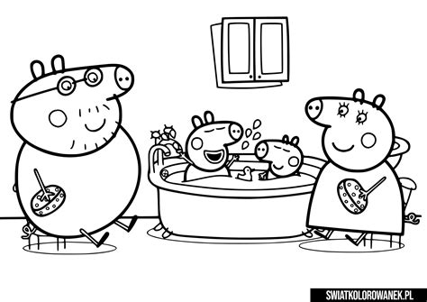 Swinka Peppa w kąpeli kolorowanki dla dzieci Darmowe kolorowanki do druku