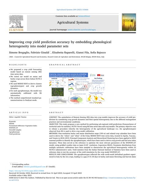 pdf improving crop yield prediction accuracy by embedding phenological heterogeneity into