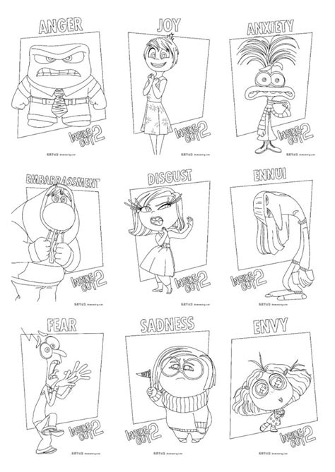 인사이드아웃 2 색칠 도안 in 2024 Coloring pages Inside out coloring pages