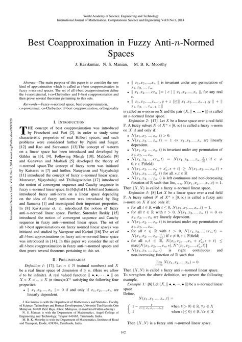 pdf best coapproximation in fuzzy anti n normed spaces